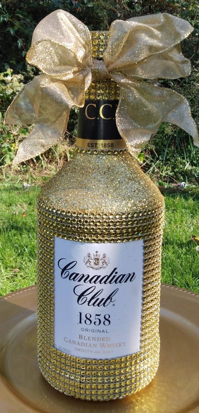 Handmade, Golden Canadian Club Whiskey Glittered/embellished, 1L ...