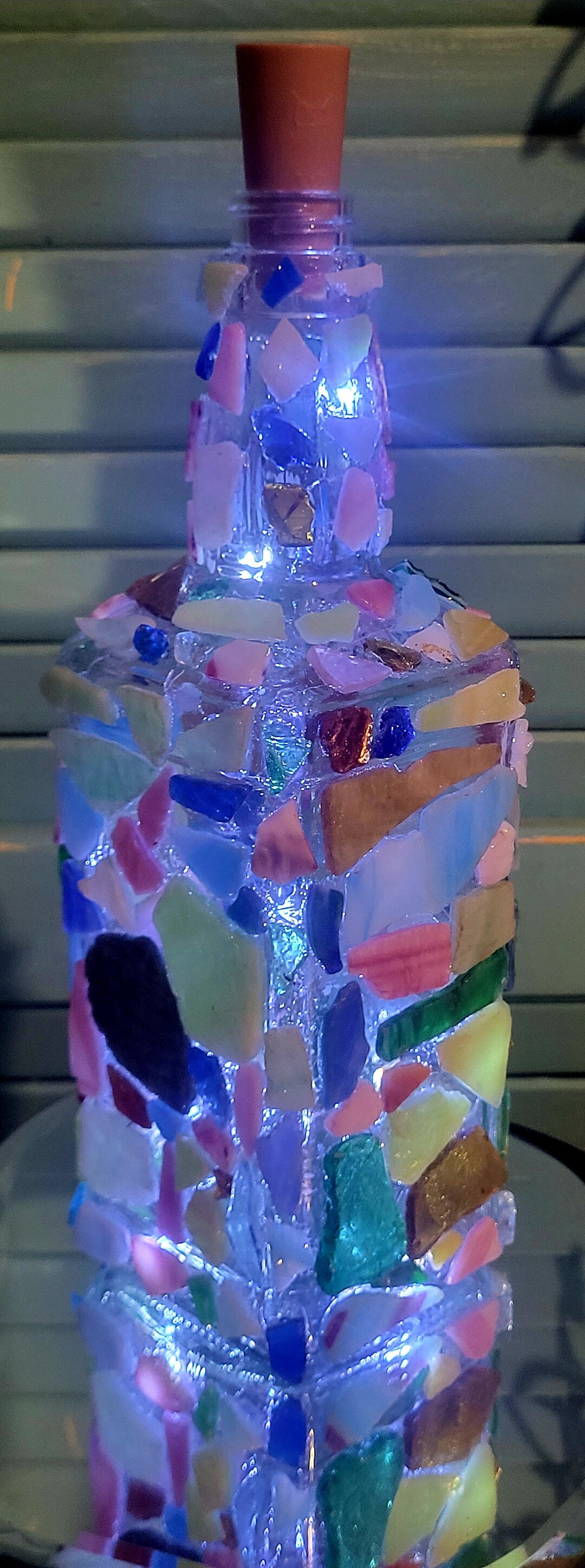 Recycled Glass, Handmade Relaxation Mood Bottle With White LED Fairy ...