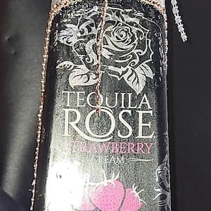 Handmade, Tequila Rose Strawberry Cream Liqueur Bottle, Silver Glitter ...