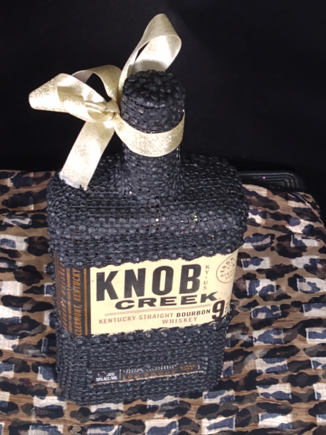 Handmade, Knob Creek Whiskey Bottle, Black & Embellishment, Interior ...