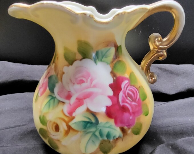 Vintage, Lefton Japanese Water Pitcher, White/gold/multicolor Floral ...