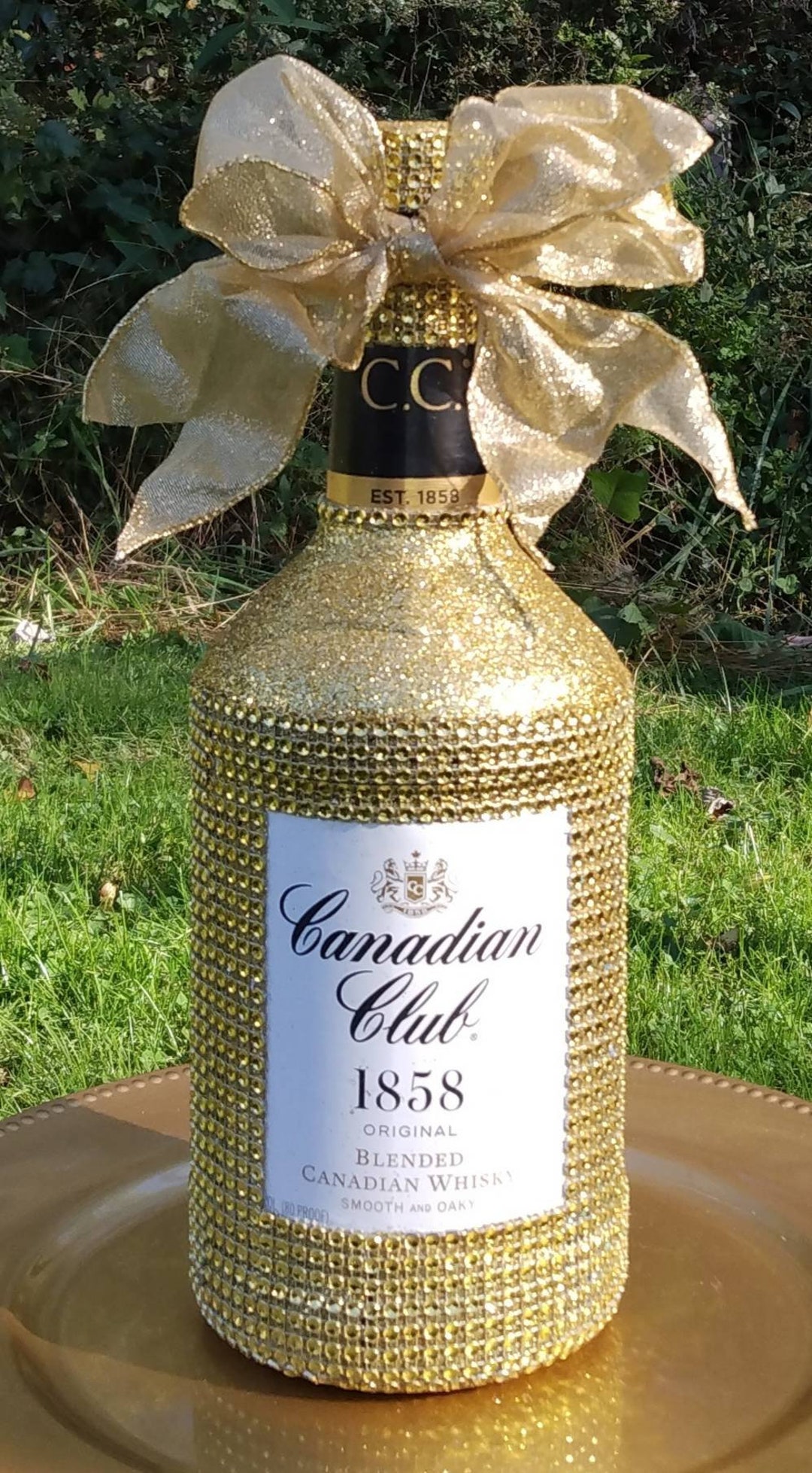 Handmade, Golden Canadian Club Whiskey Glittered/embellished, 1L ...
