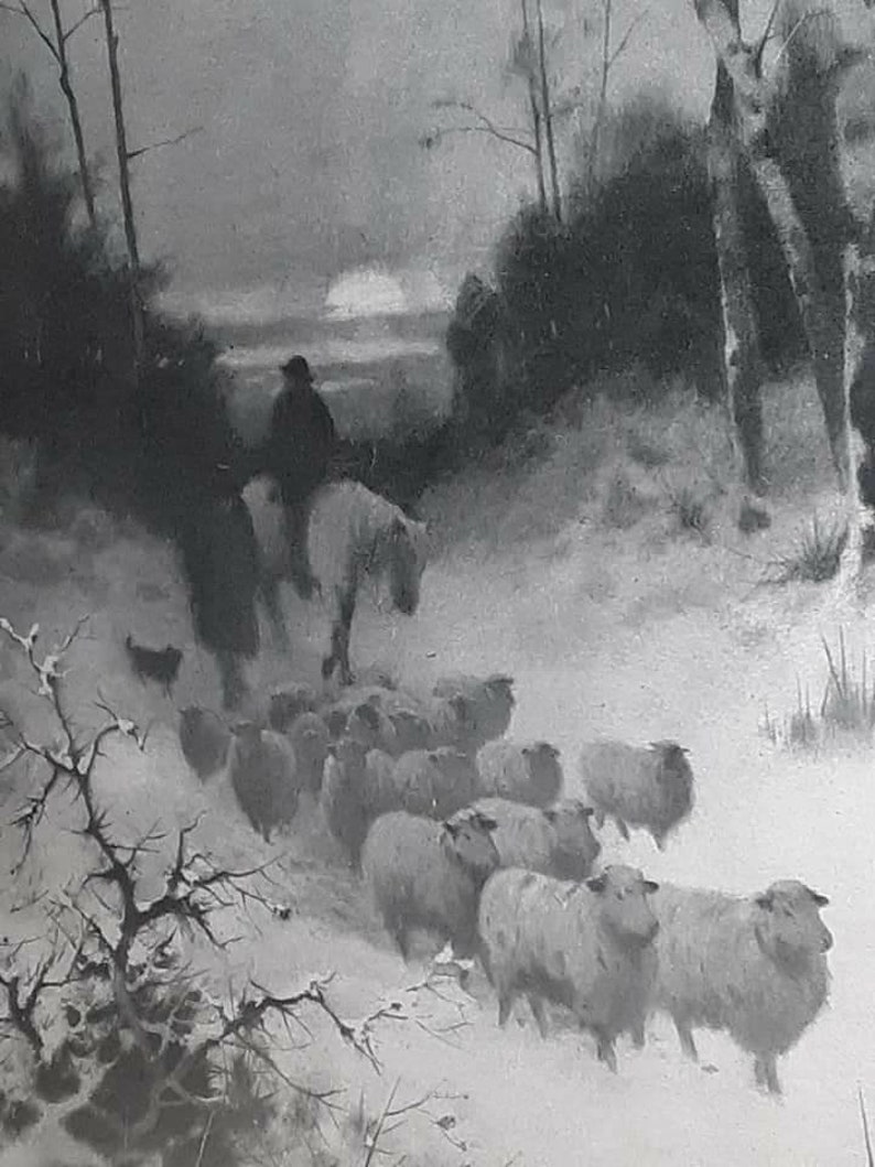 Rare, Ernest Stanton 'when the Sun is Low' Original Framed Sheep Herder ...