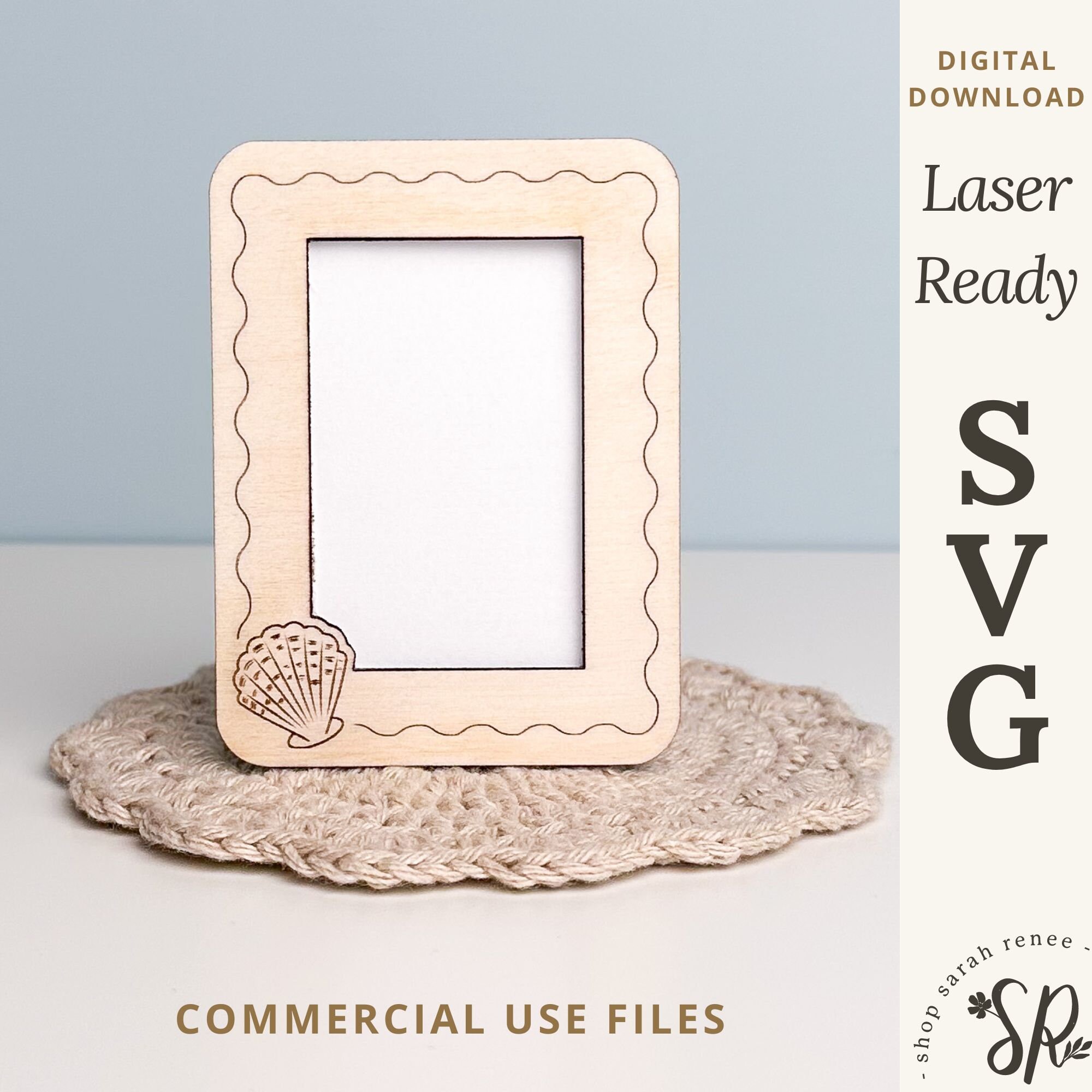 Seashell Photo Frame SVG, Laser Tested, Fridge Photo Frame Lasercut ...