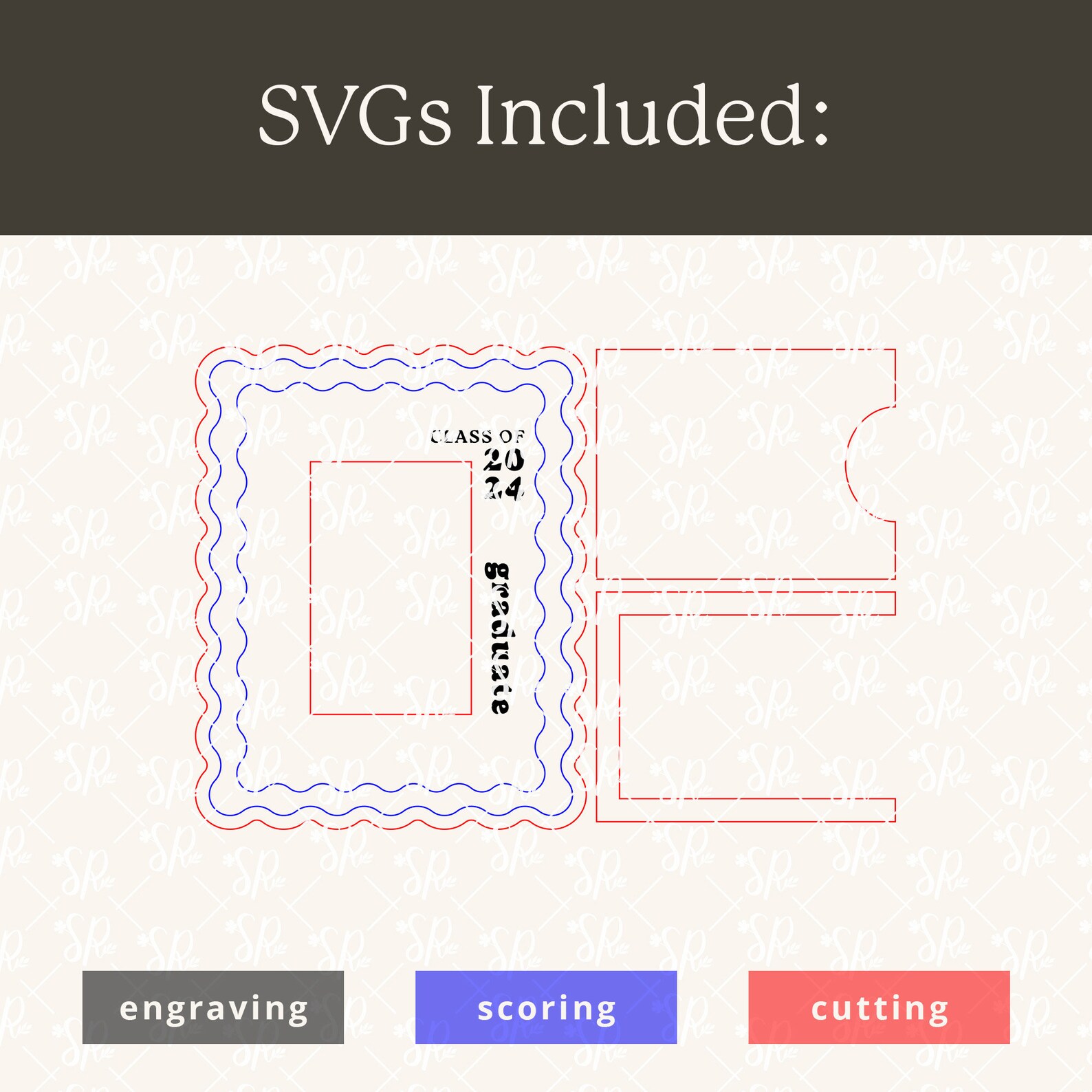 Wavy Picture Frame Graduate Laser File, Photo Frame SVG, Class of 2024 ...