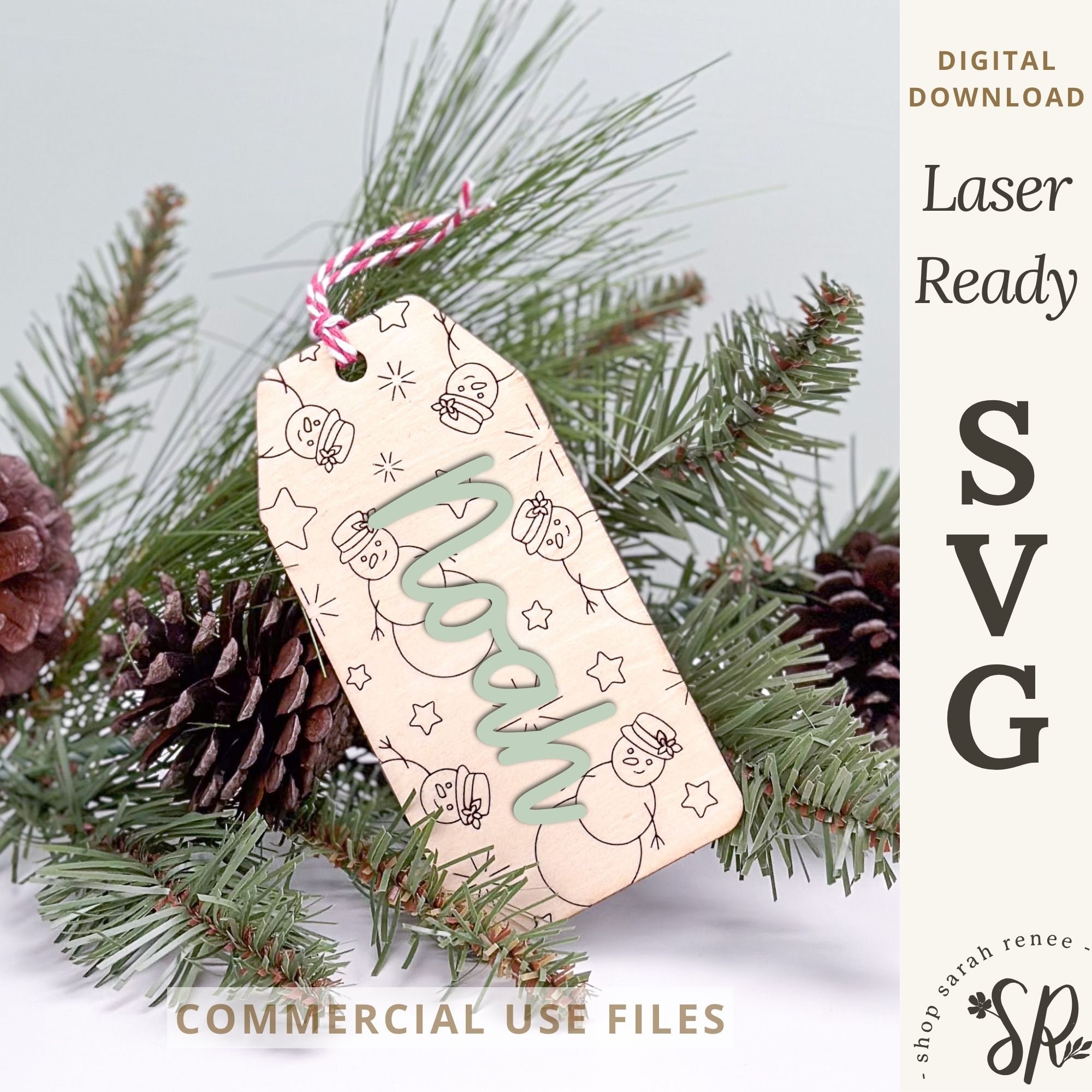 Snowman Stocking Name Tag, Laser Tested Custom Stocking Tag, Snowman ...
