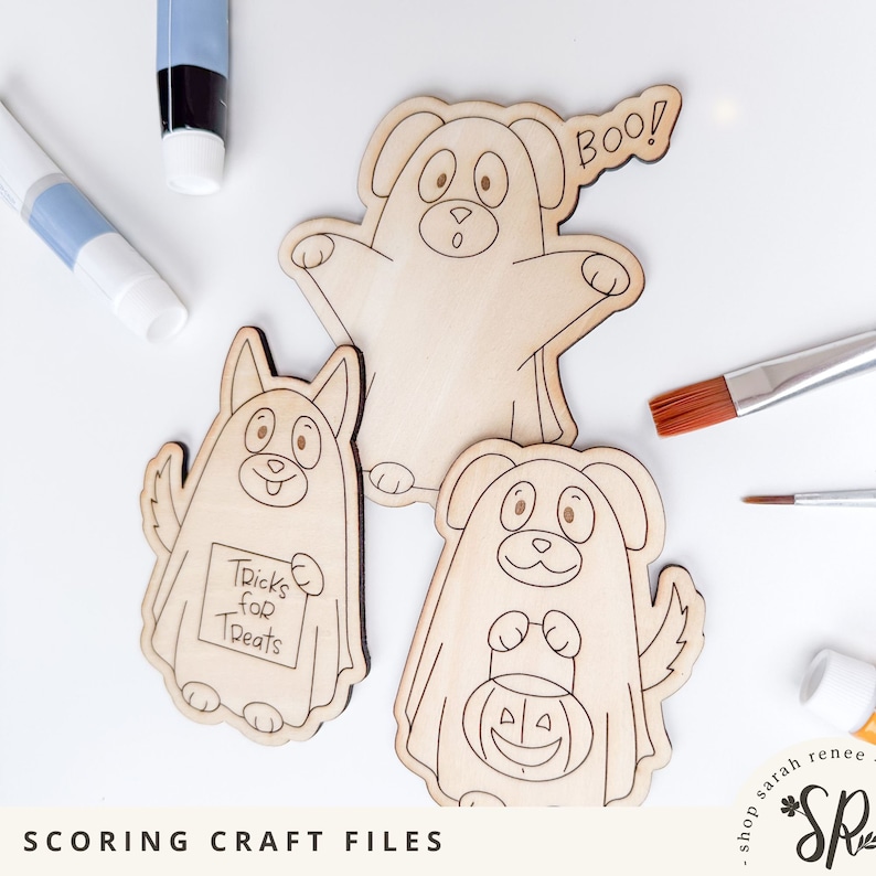 Ghost Dog Halloween Paint Kit Laser SVG, Kids Coloring SVG, Ghost Laser ...