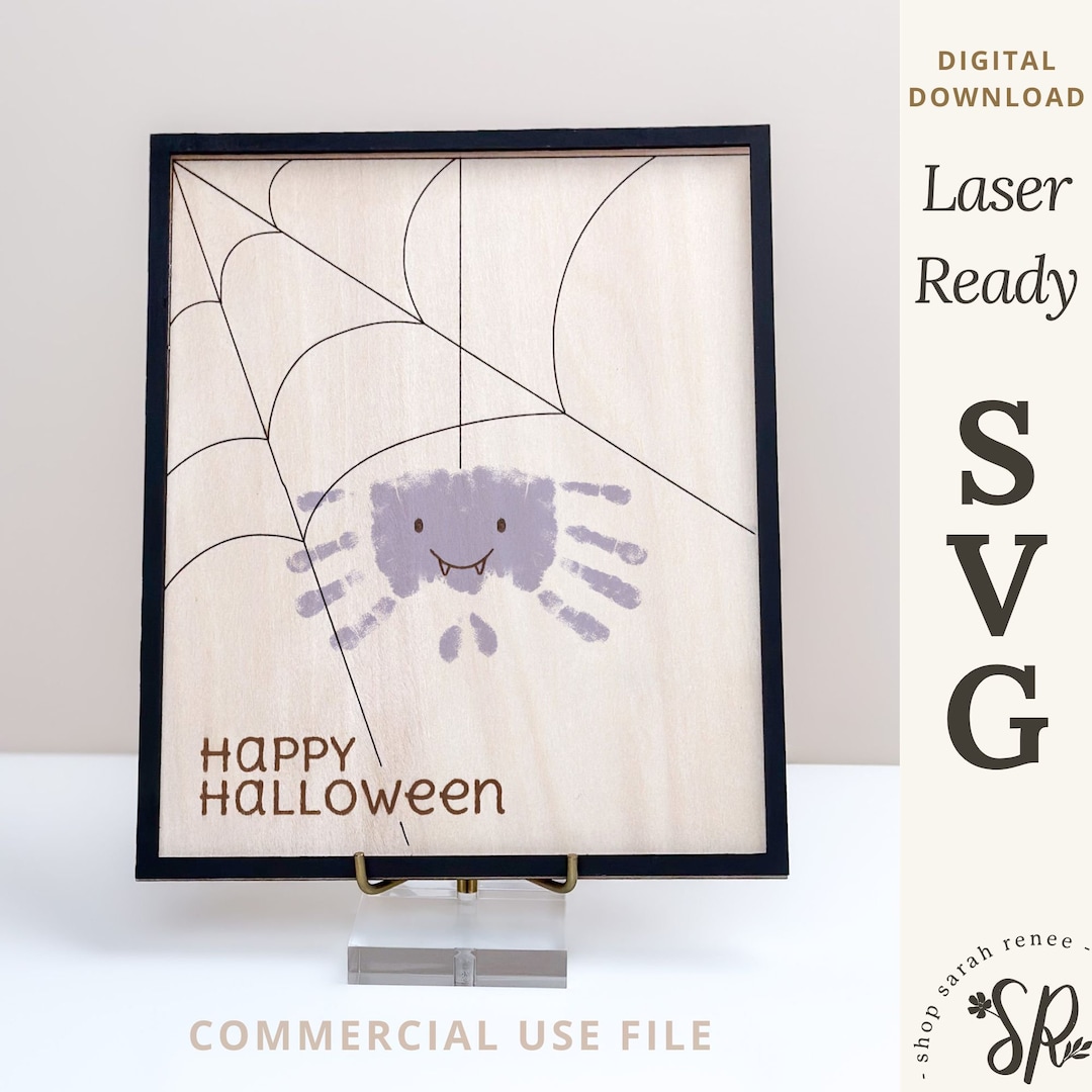 Baby First Halloween Handprint Sign SVG, Glowforge Halloween Sign ...