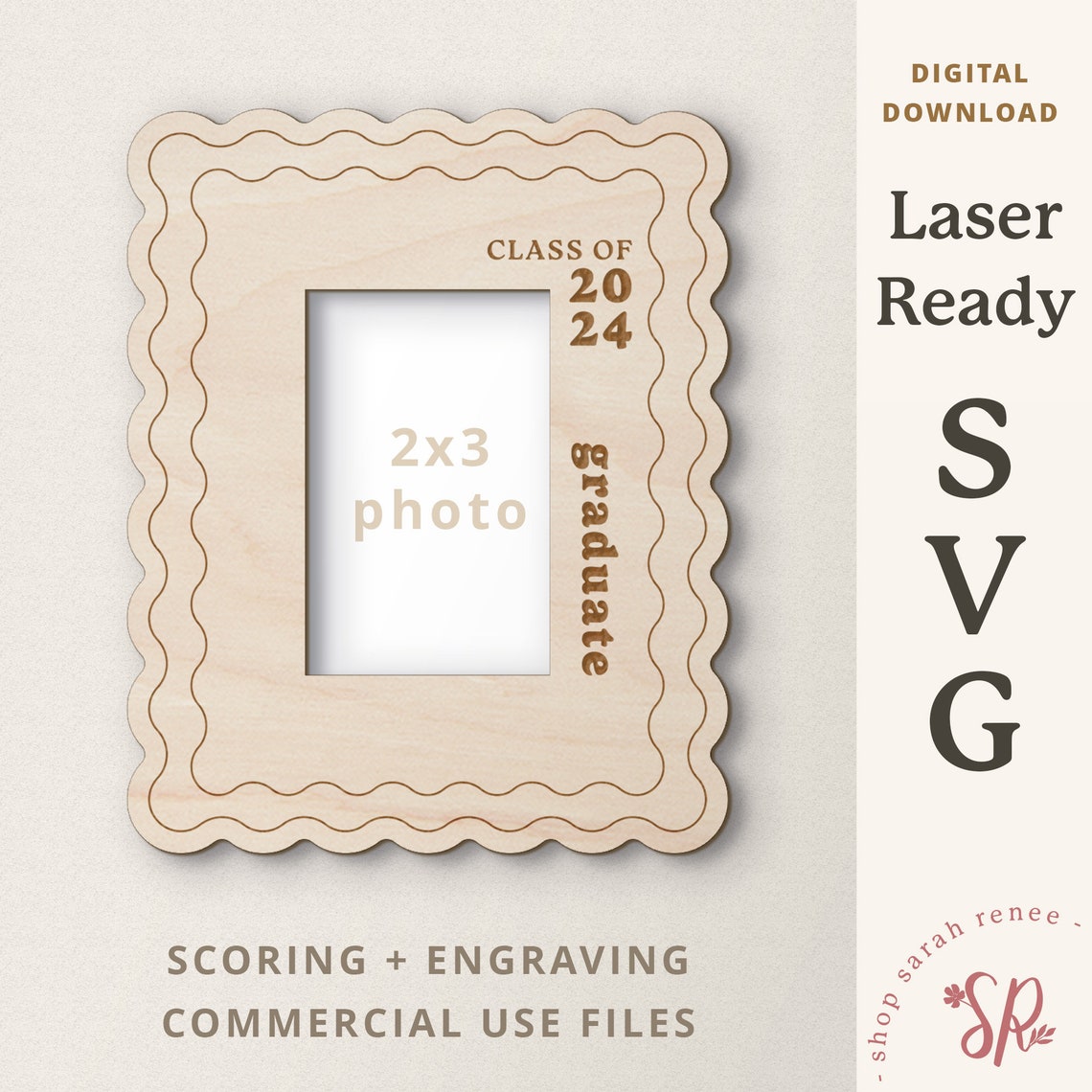 Wavy Picture Frame Graduate Laser File, Photo Frame SVG, Class of 2024 ...