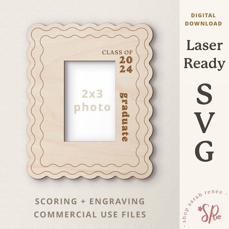 Wavy Picture Frame Graduate Laser File, Photo Frame SVG, Class of 2024 ...