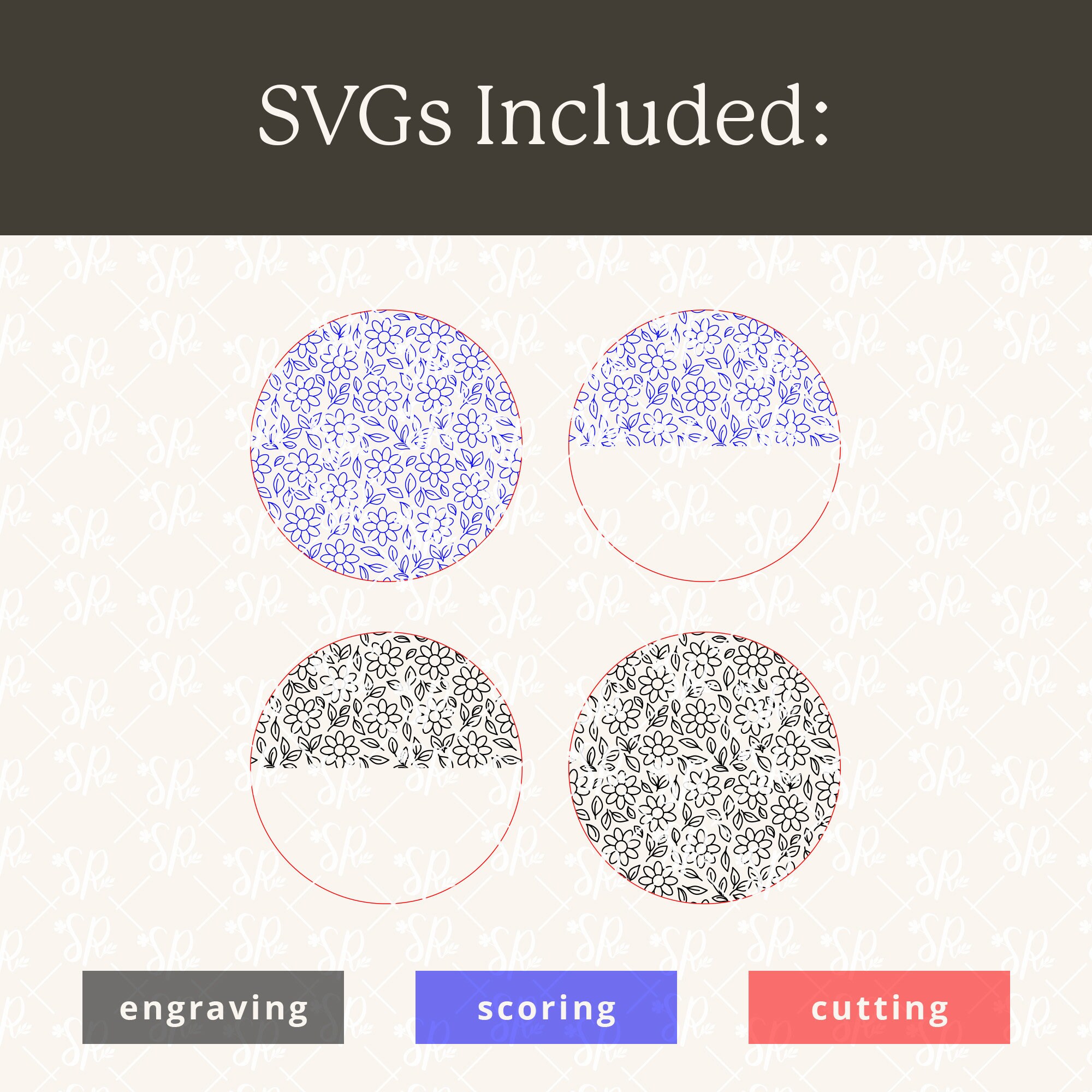 Flower Pattern Round Sign SVG - Name Sign Backer Laser Cut File ...