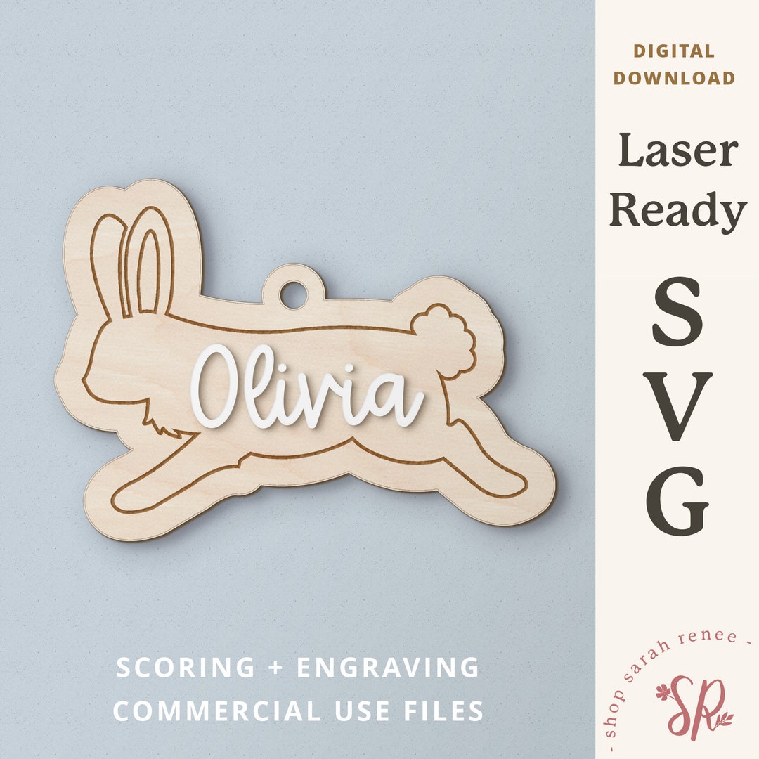 Easter Bunny Tag Laser SVG - Commercial Use - Laser Cut File for ...