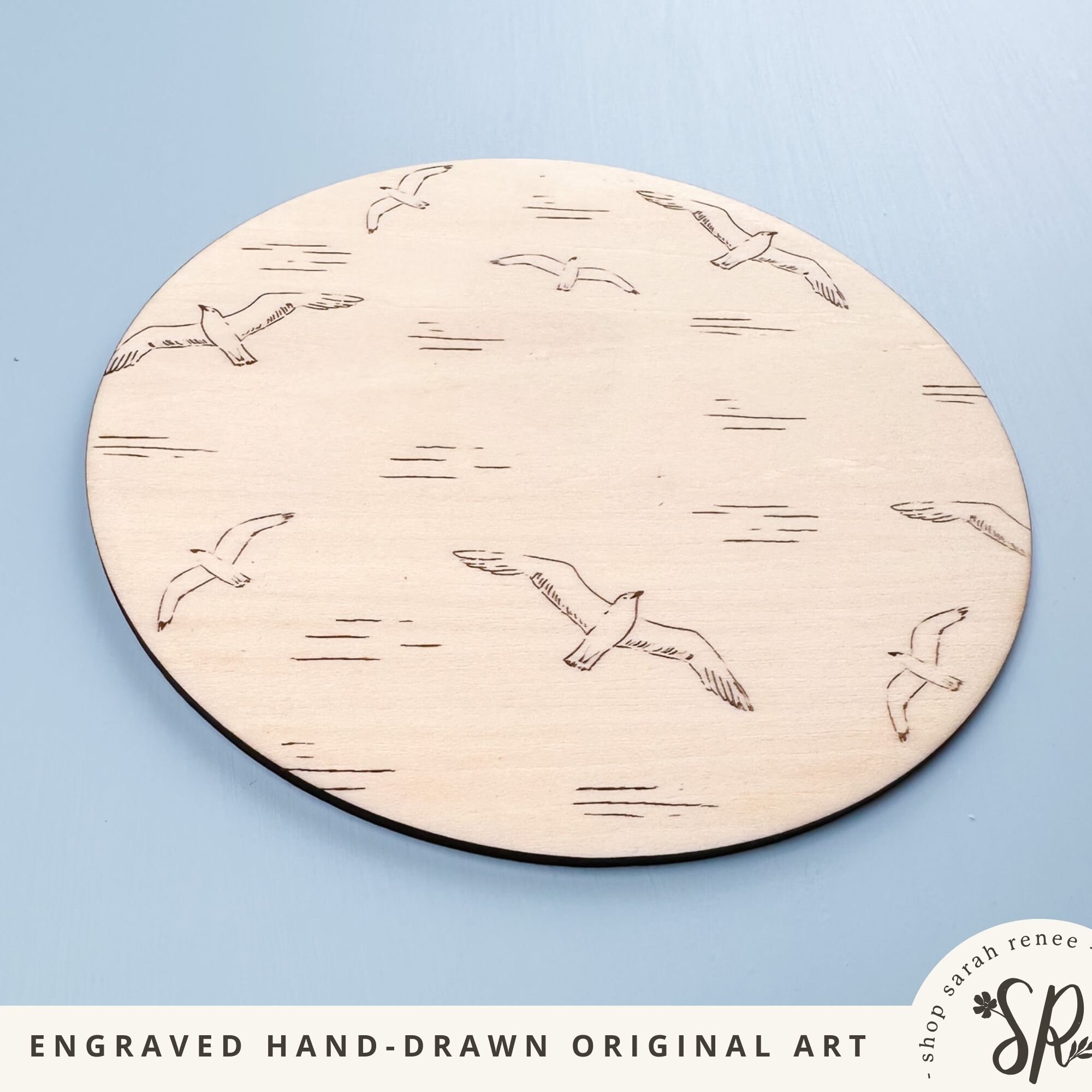 Seagull Beach Door Hanger Laser Cut File, Summer Round Sign Laser SVG ...
