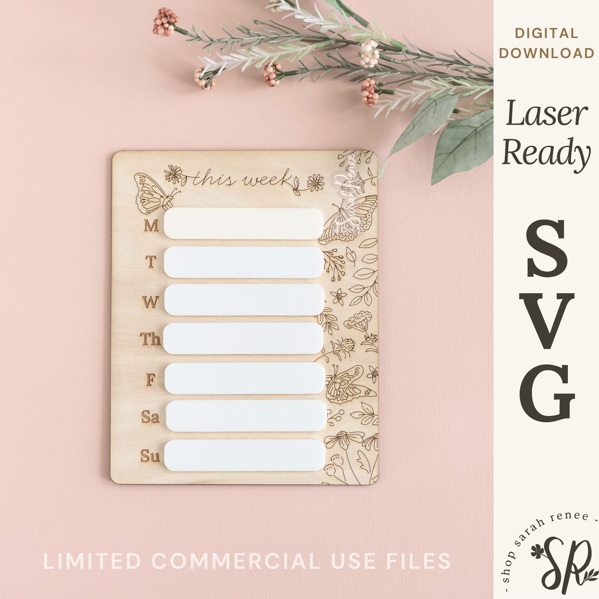 Butterfly Dry Erase Sign Laser Cut File, Weekly Planner SVG Laser ...