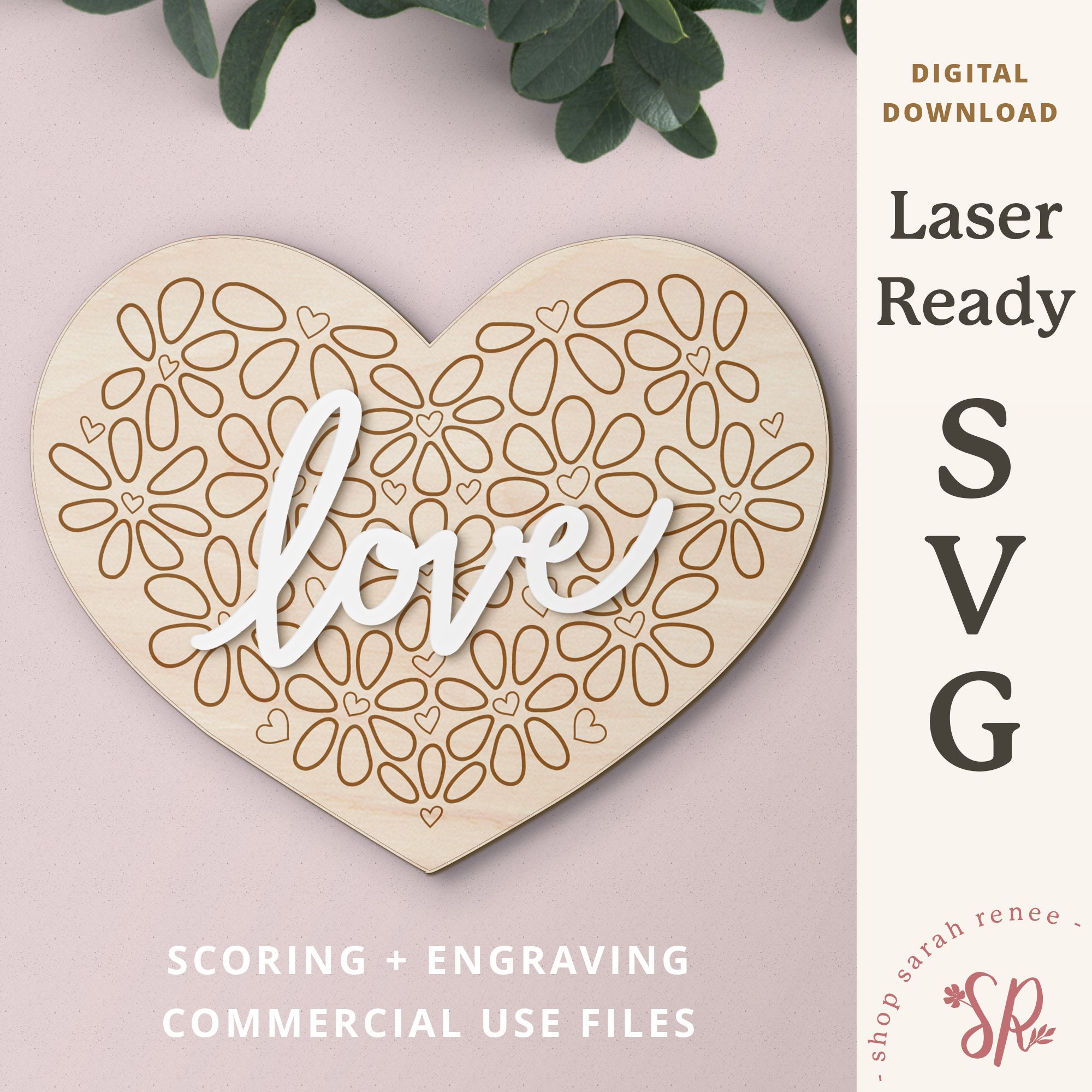 Valentine Heart Love Sign SVG for Laser - Commercial Use - Scoring ...