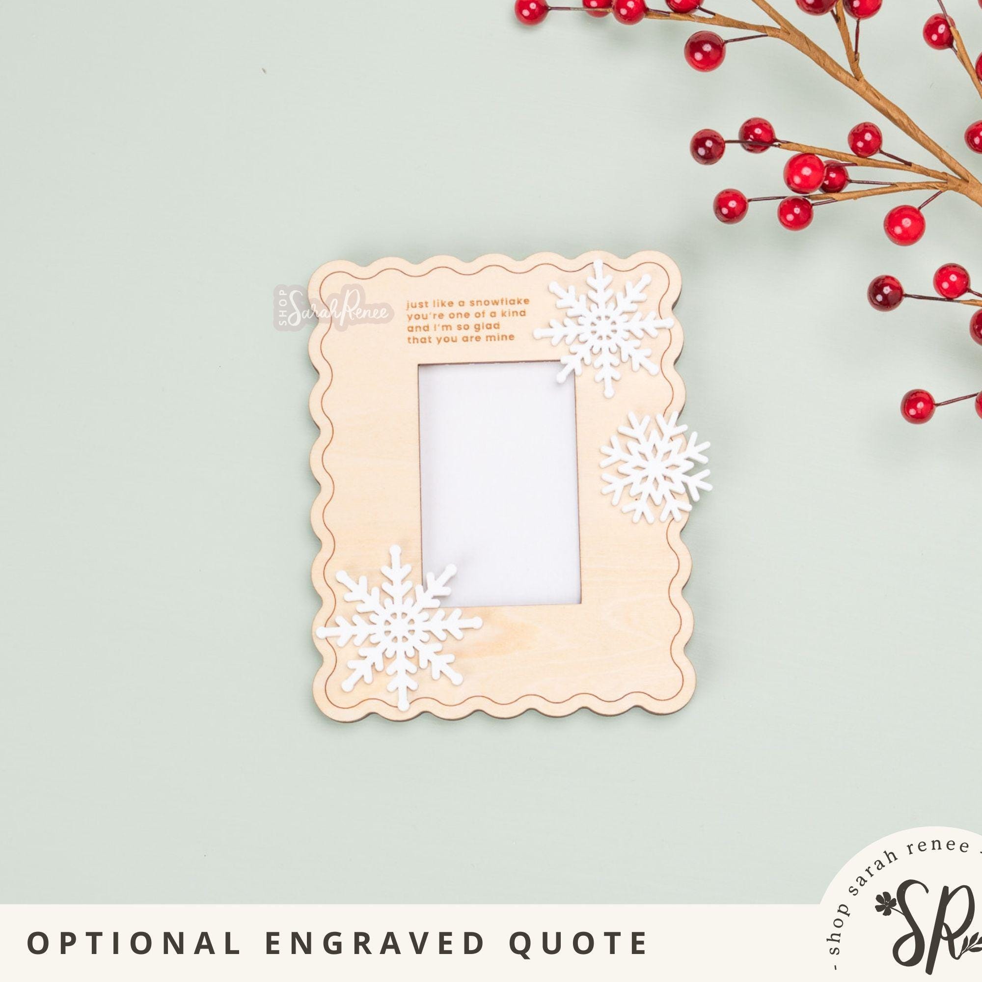 Scalloped Winter Snowflake Photo Frame Laser File, Christmas Gift ...