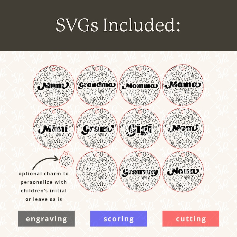 Mom Keychain SVG Laser File Bundle, Mothers Day Laser Cut File, Mama ...