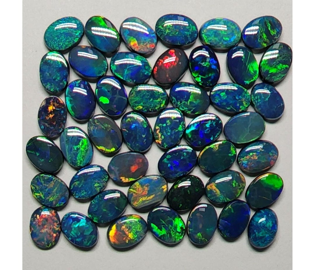 53622 - 45 Australian 7 X 5 Mm Oval Cut Opal Doublets Many Made With Black Opal - Etsy