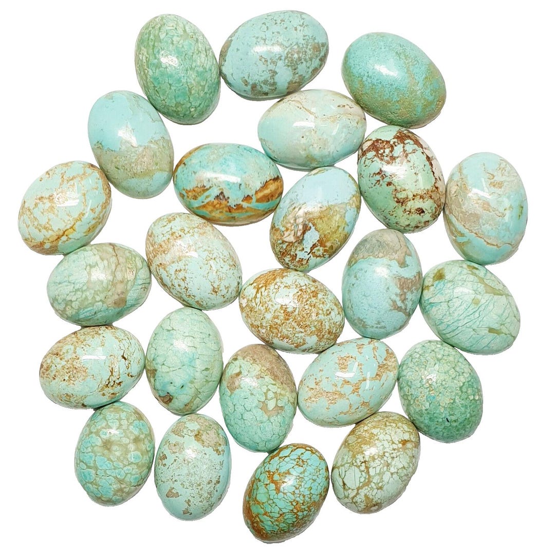 53387.0 "turqoz" 24 Rare Australian Untreated 14x10 Mm Oval Turquoise ...