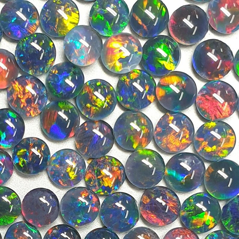 13225. 5mm Australian Opal Triplets: Round Cut Cabochon, Wholesale ...