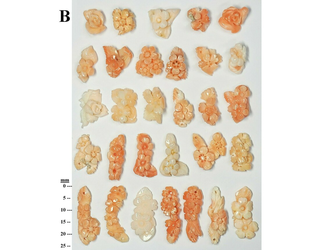 54023.0 NATURAL Coral Carvings From Taiwan Three Lots of 30 Pieces ...