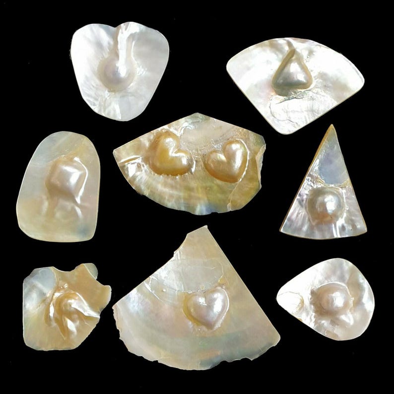 9 Australian Mabe Pearls on Shell: DIY Pendant Supplies - Etsy