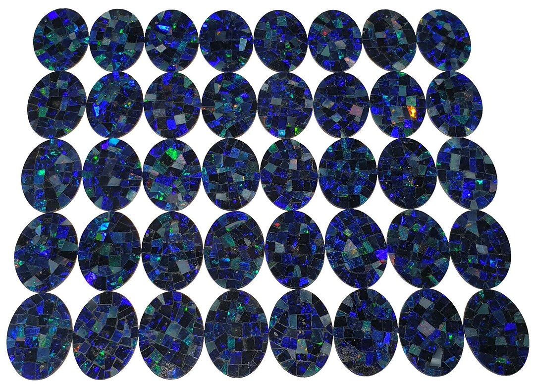 52236 - Mosaic Blue Opal Doublet Watch Face 18 X 13 X 0.5 Mm Oval Metal ...