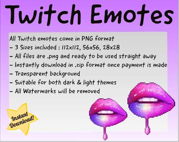 Purple Passion Lips Emotes / Add a Unique Touch to Your Channel, Can Be ...