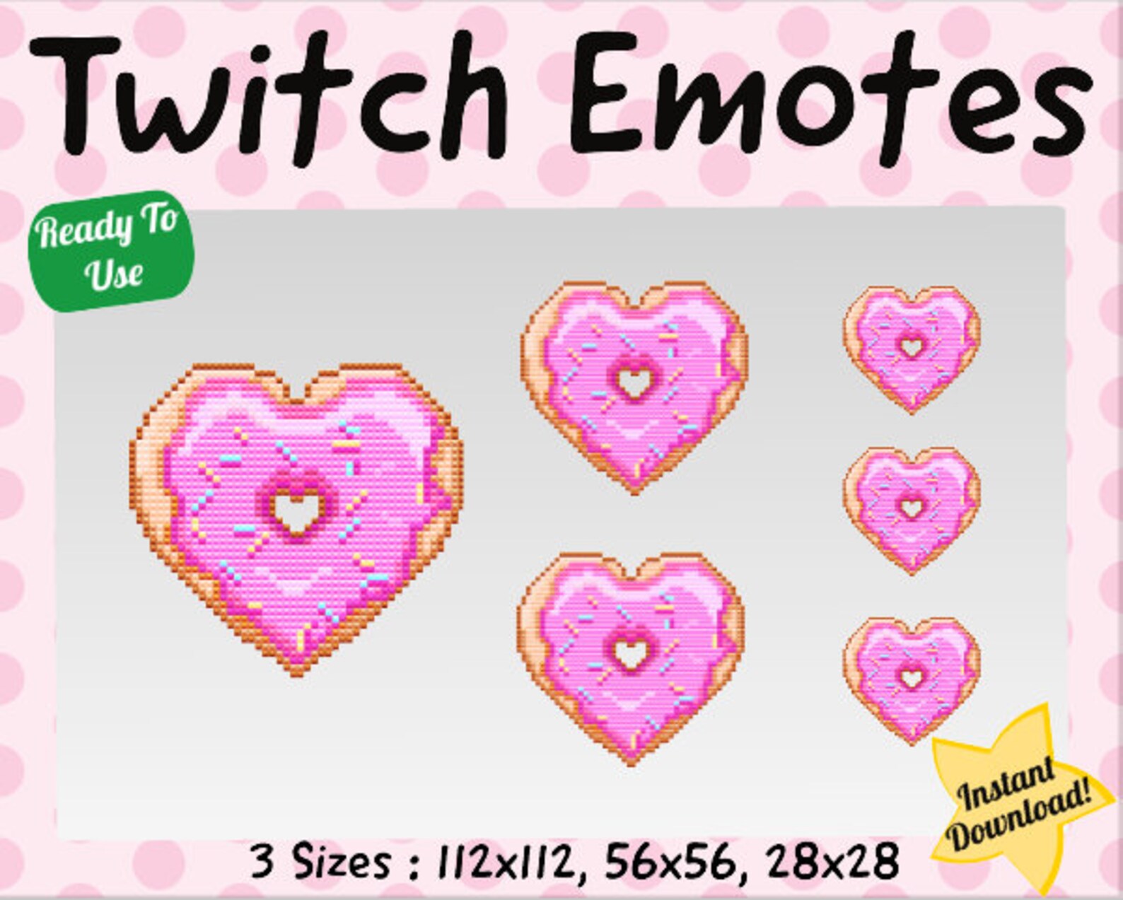 Pink Sprinkles Love Donut Emotes / Add a Unique Touch to Your Channel ...
