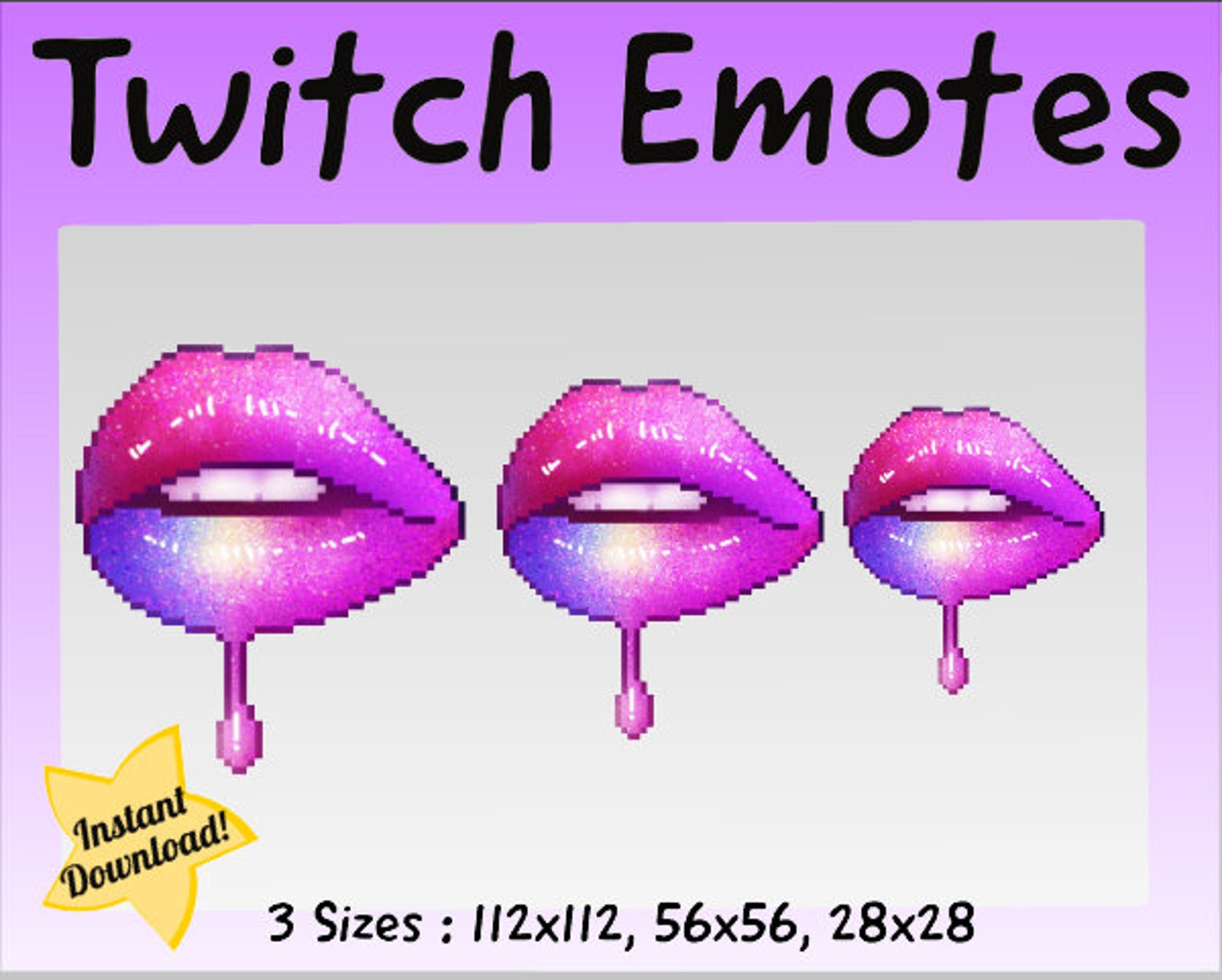 Purple Passion Lips Emotes / Add a Unique Touch to Your Channel, Can Be ...