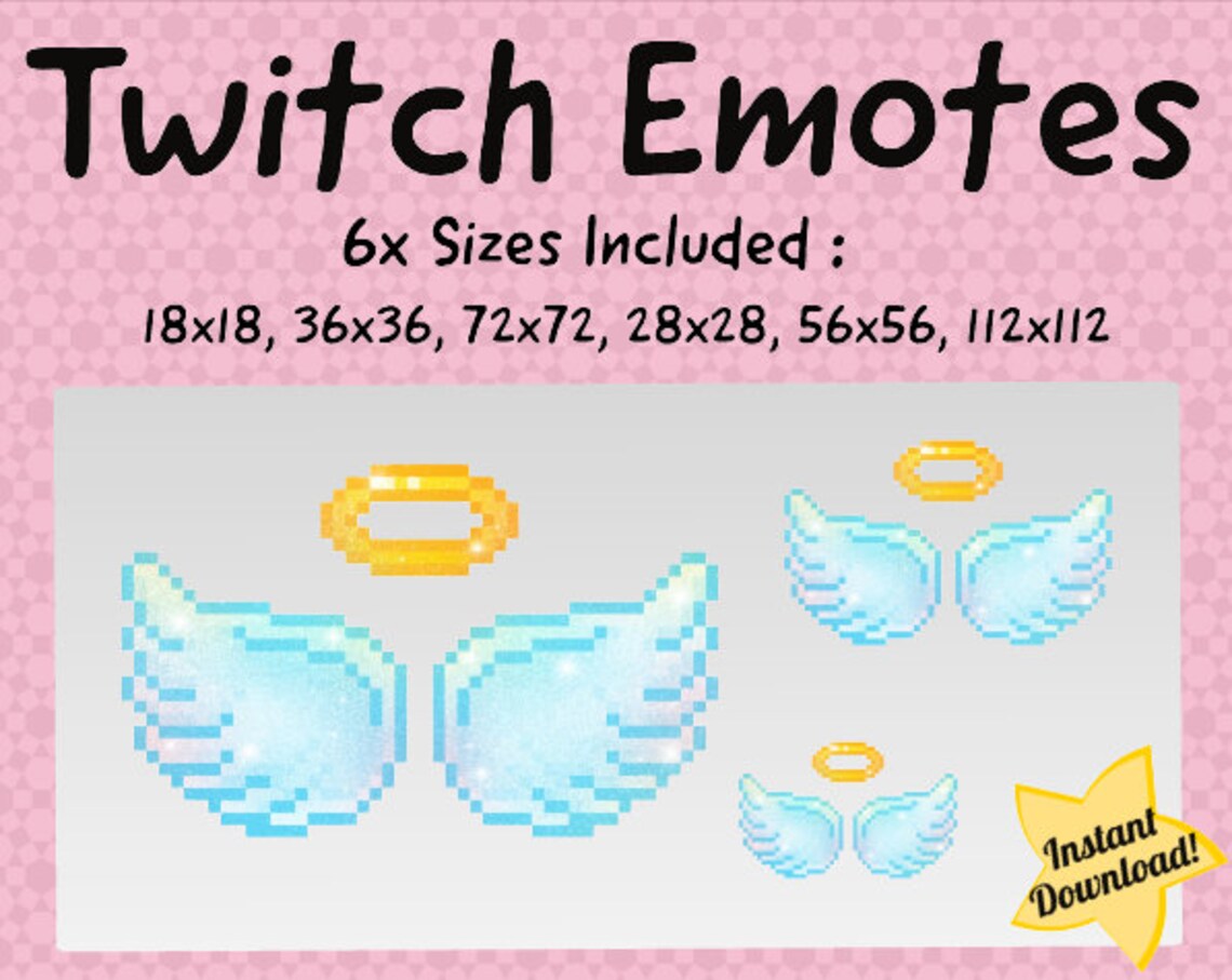 6x Sizes - Angel Wings Emote / Sub / Bit Badges for Twitch, Discord ...