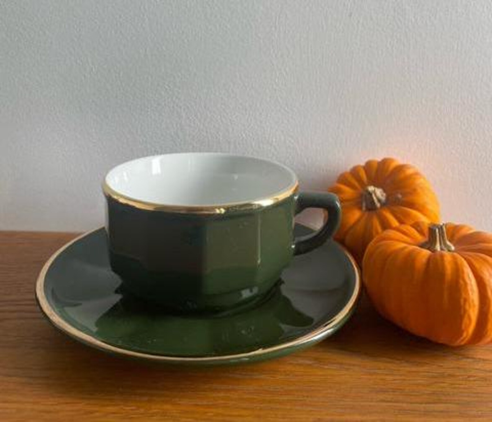 Green Apilco Ware | French Vintage Porcelain | Tea Coffee Cups and ...