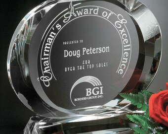 Crystal Achievement Award Custom Laser Etched & Engraved Glass ...