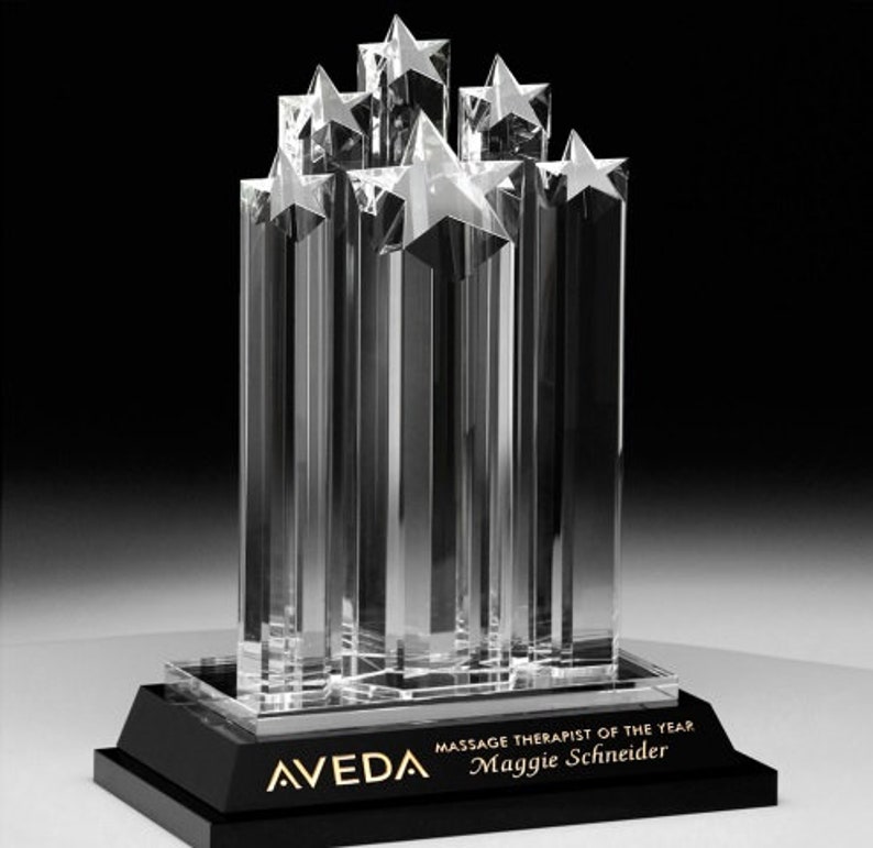 Crystal Starburst Star Award | Custom Etched & Engraved Glass | Personalized Corporate Employee ...
