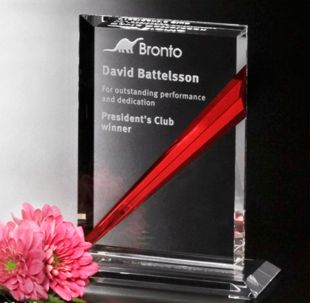 Danbury Ruby Rectangle Award | Custom Laser Etched & Engraved Glass ...