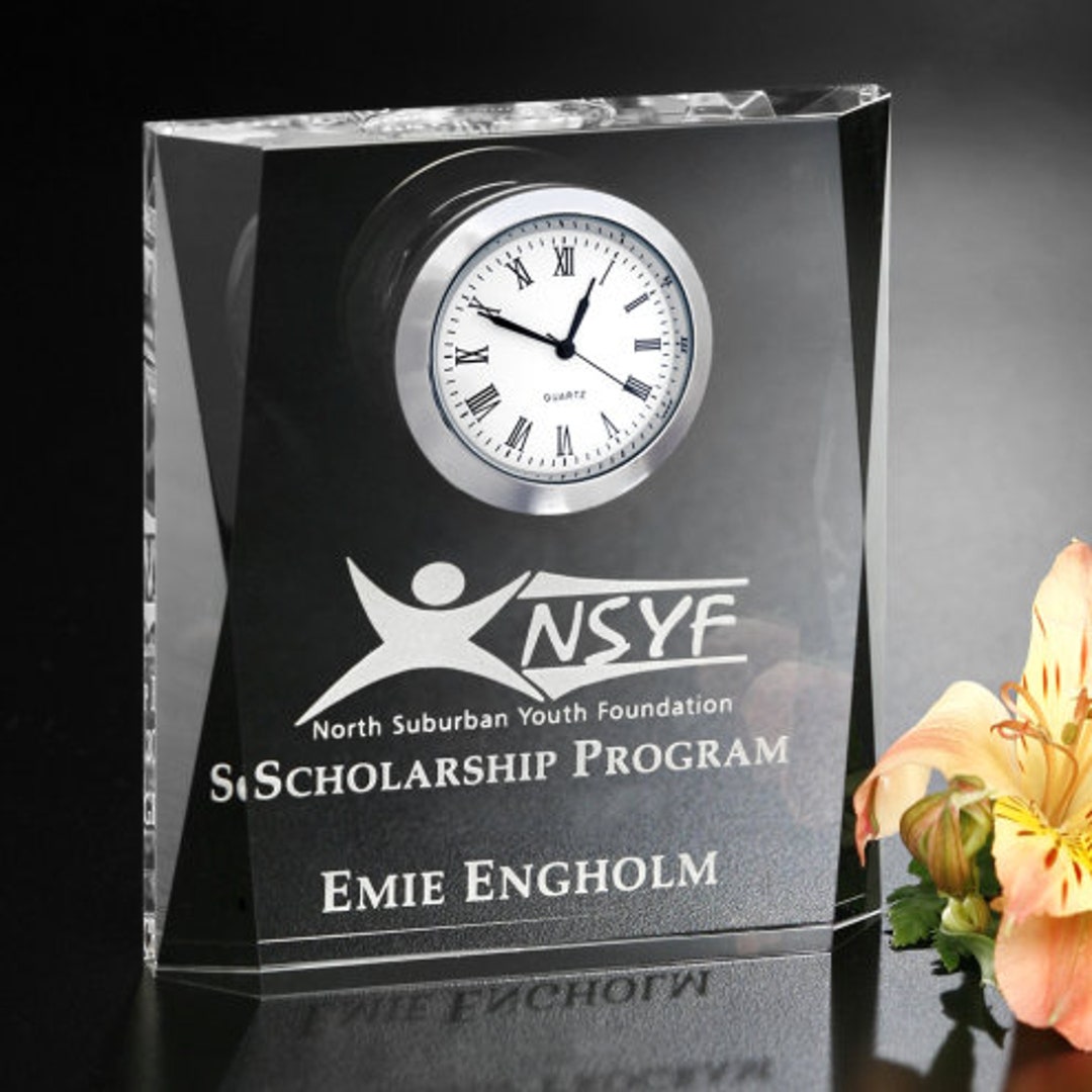 Beveled Moments Crystal Clock Award | Custom Laser Etched & Engraved ...