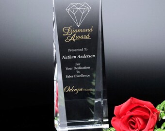 Crystal Achievement Award Custom Laser Etched & Engraved Glass ...