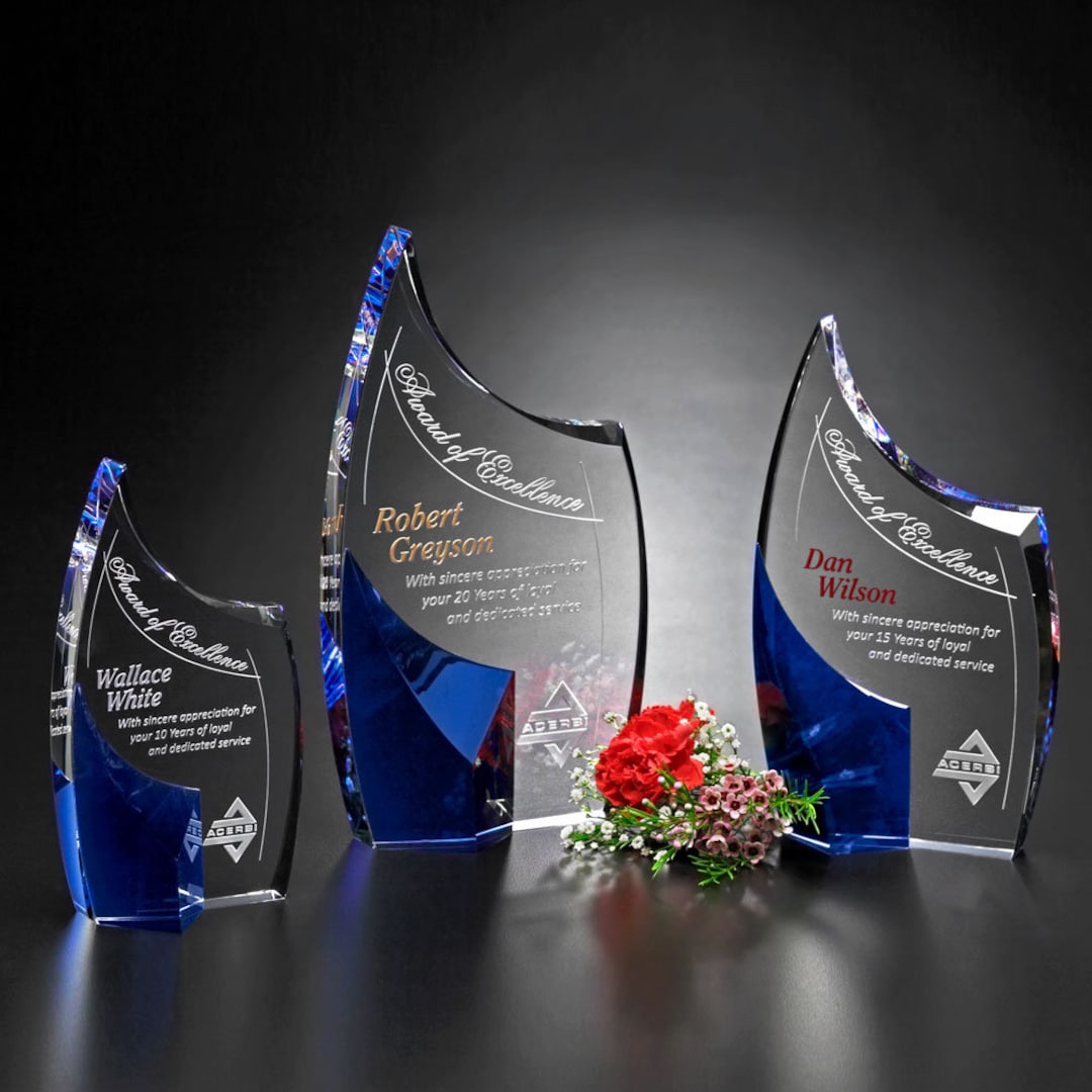 Allure Indigo Crystal Award | Custom Laser Etched & Engraved Glass ...