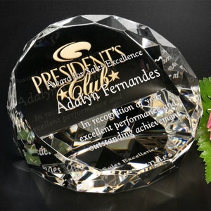 Crystal Cascade Paperweight Award | Custom Etched & Engraved Glass ...