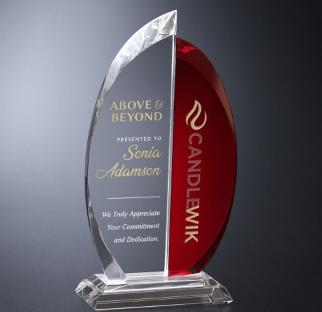 Beacon Ruby Crystal Award | Custom Laser Etched & Engraved Glass ...