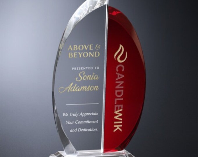 Beacon Ruby Crystal Award | Custom Laser Etched & Engraved Glass ...