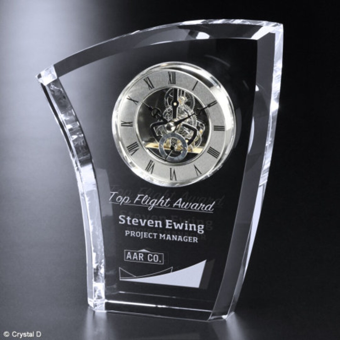 Barbour Crystal Clock Award | Custom Laser Etched & Engraved Glass ...