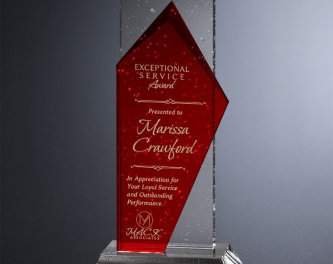Ruby Nebula Crystal Award | Custom Laser Etched & Engraved Glass ...
