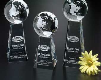 Torus Crystal Award Custom Laser Etched & Engraved Glass Personalized ...