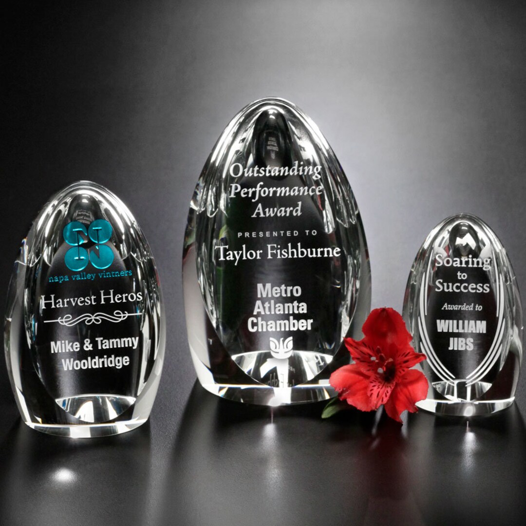 Clipped Oval Crystal Award | Custom Etched & Engraved Glass | Personalized Corporate Employee ...