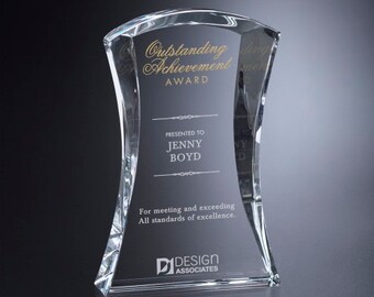 Elliptic Ruby Crystal Award Custom Laser Etched & Engraved Glass ...