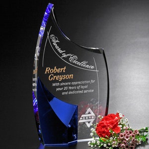 Allure Indigo Crystal Award | Custom Laser Etched & Engraved Glass ...