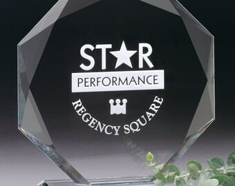 Danbury Ruby Rectangle Award Custom Laser Etched & Engraved Glass Personalized Corporate ...