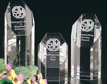 Radiant Diamond Crystal Award Custom Laser Etched & Engraved Glass ...