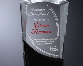 Crystal Achievement Award Custom Laser Etched & Engraved Glass ...